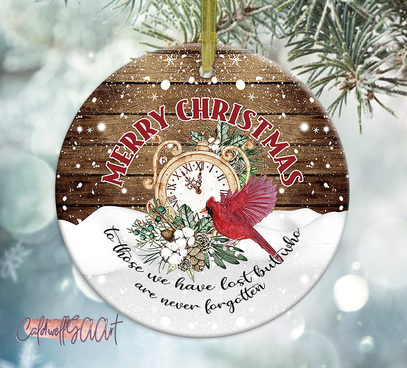 Red Cardinal Memorial Ornament PNG, Round Christmas PNG, Never ...