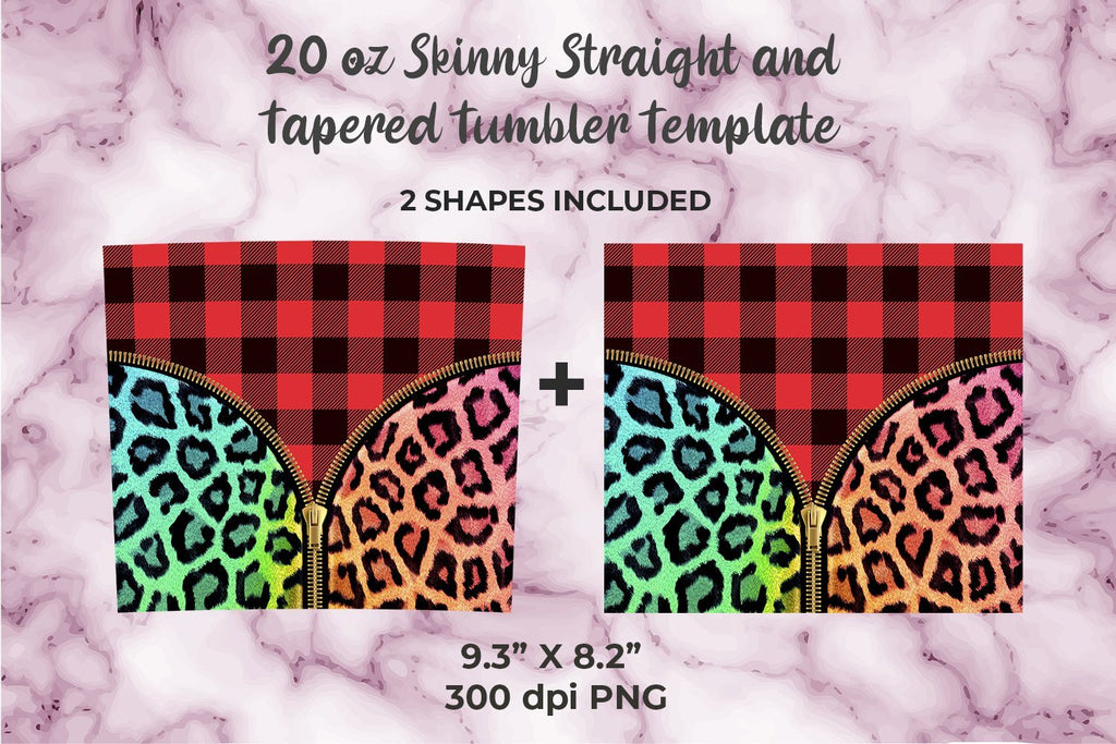 Red Plaid Leopard Rainbow Zipper 20oz Skinny Tumbler Wrap Template - So ...