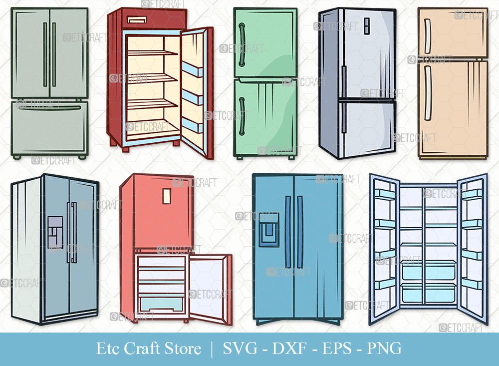 Refrigerator Clipart SVG Cut File | Retro Refrigerator Svg | Freezer ...