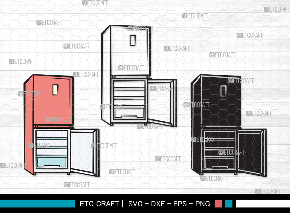 Refrigerator Clipart SVG, Retro Refrigerator Svg, Freezer Svg, Fridge ...