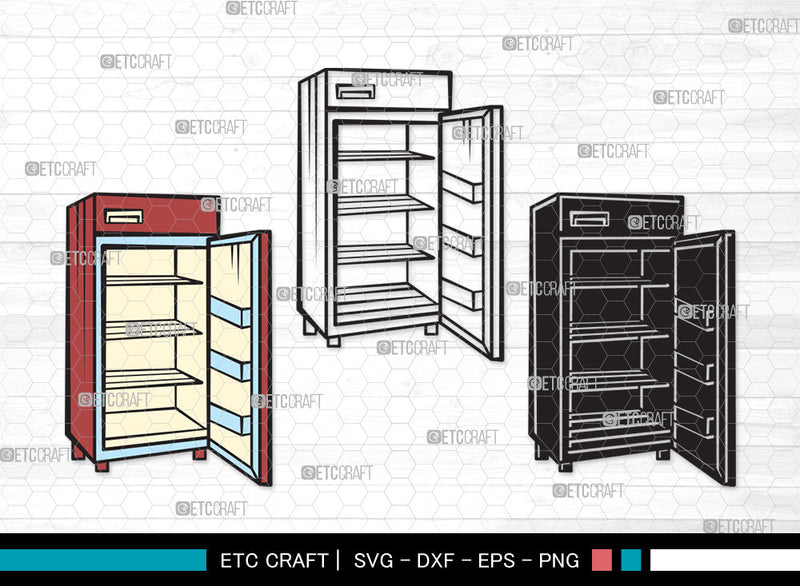 Refrigerator Clipart SVG, Retro Refrigerator Svg, Freezer Svg, Fridge ...