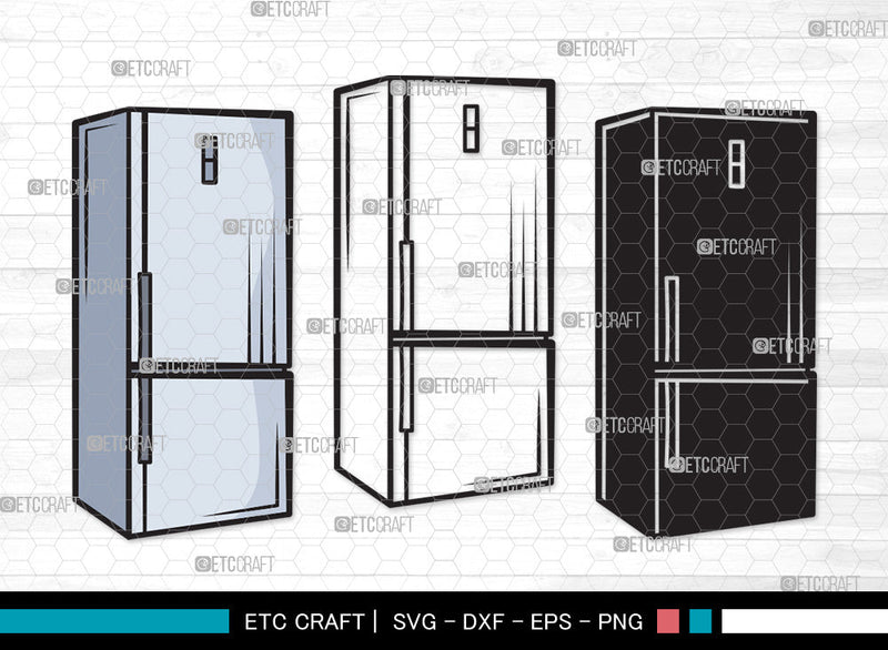 Refrigerator Clipart SVG, Retro Refrigerator Svg, Freezer Svg, Fridge ...