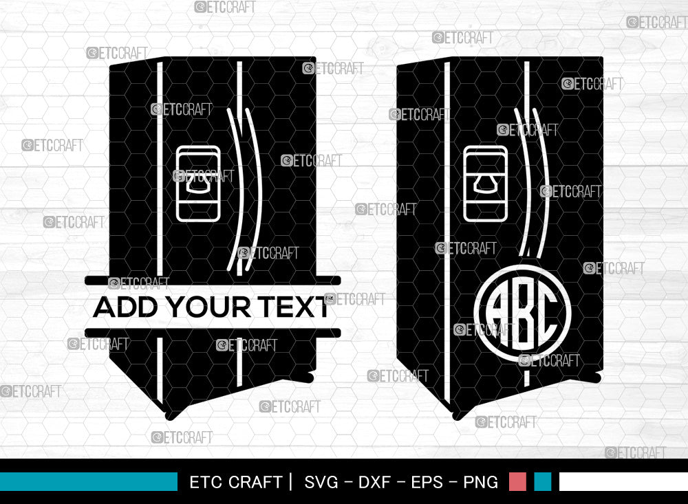 Refrigerator Monogram SVG, Refrigerator Stencil svg, Fridge Svg, Split ...