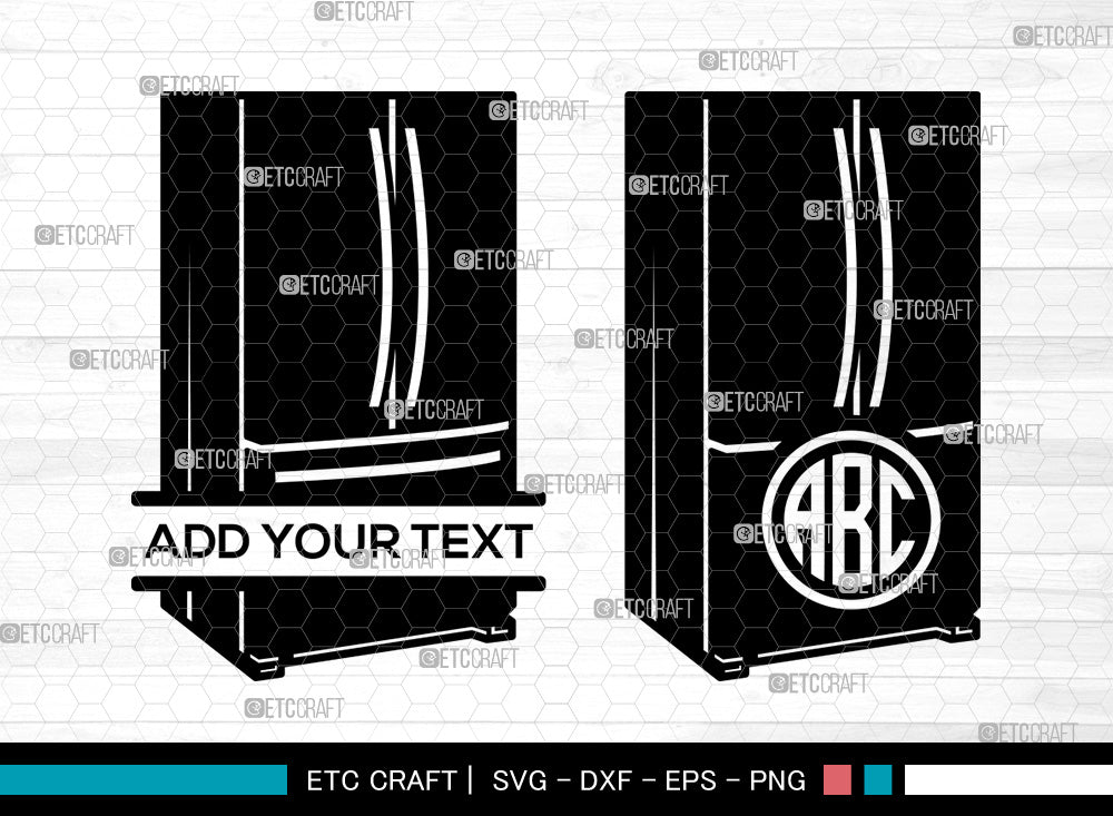 Refrigerator Monogram SVG, Refrigerator Stencil svg, Fridge Svg, Split ...