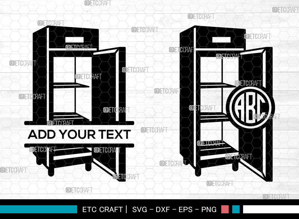 Refrigerator Monogram SVG, Refrigerator Stencil svg, Fridge Svg, Split ...