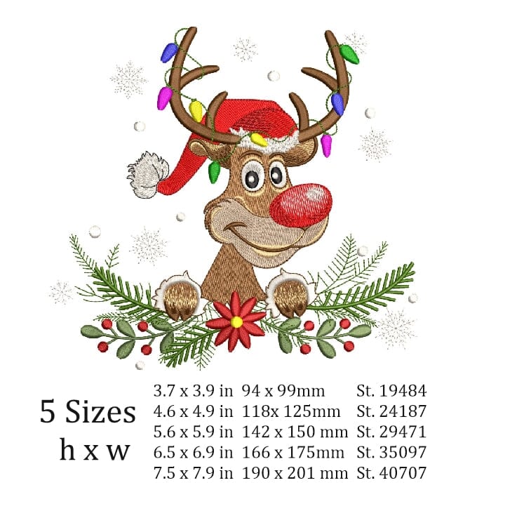 Reindeer Christmas Machine Embroidery design, Holiday Embroidery. - So ...
