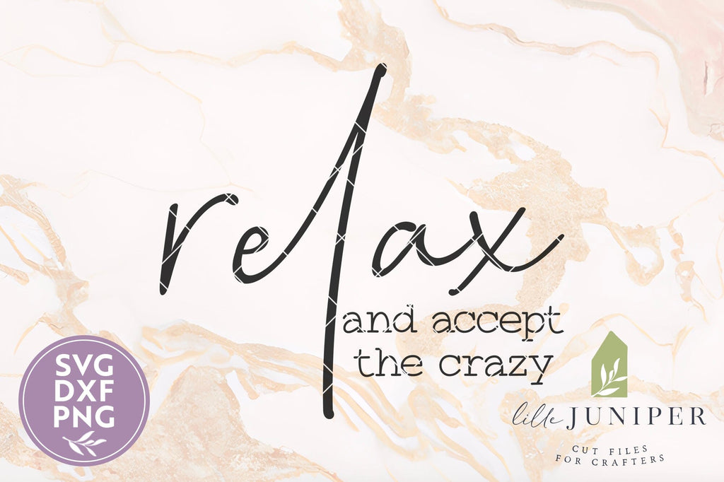 Relax and Accept the Crazy, Funny Family Sign - So Fontsy