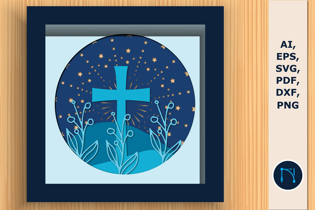 Religious cross-faith layered shadow box - So Fontsy