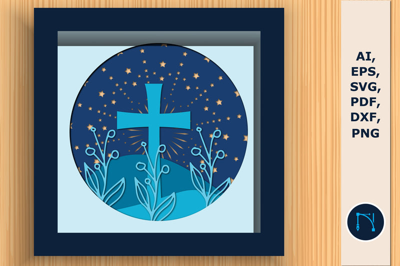 Religious cross-faith layered shadow box - So Fontsy