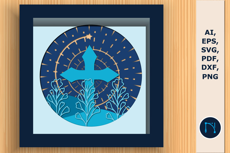 Religious cross-faith layered shadow box - So Fontsy