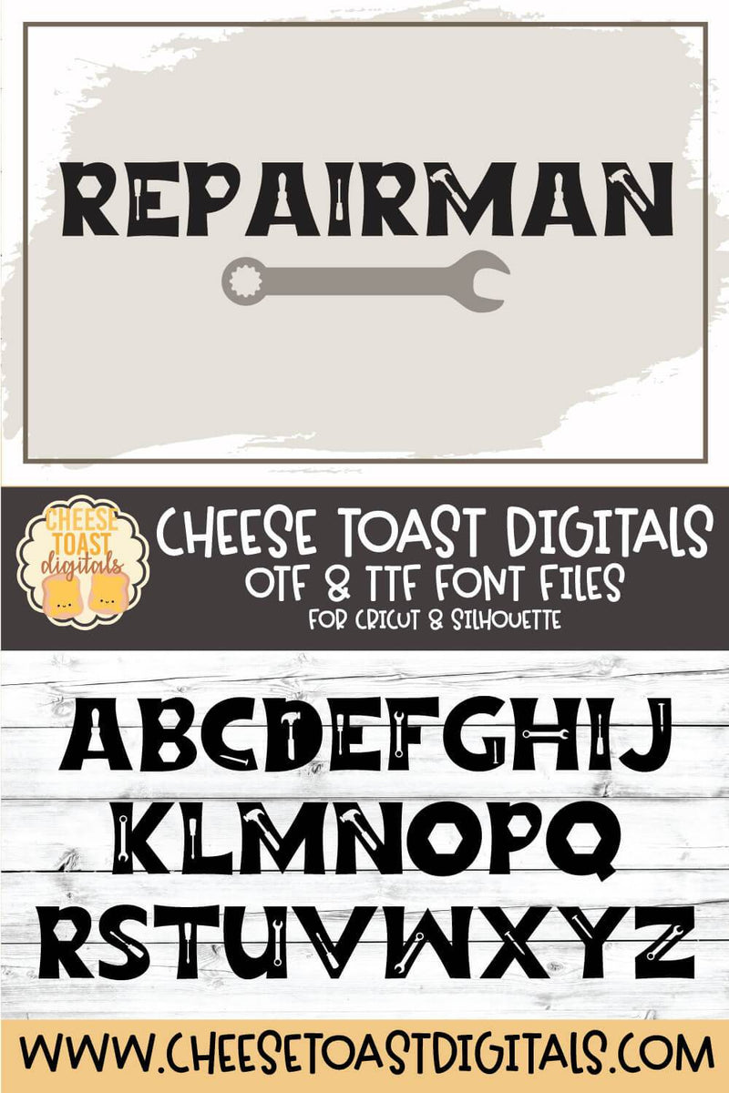 Repairman - A Fun Tool Font - So Fontsy