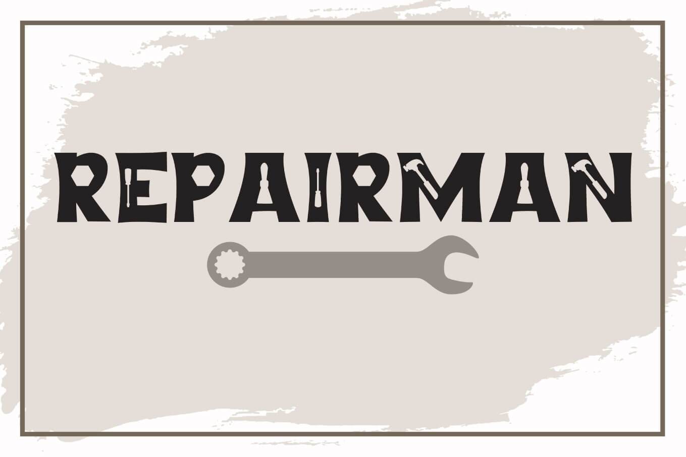 Repairman - A Fun Tool Font - So Fontsy