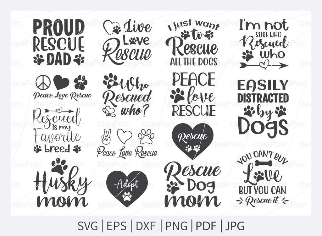Rescue Dog Svg File, Rescue Dog, Peace love rescue, Rescue mom svg ...