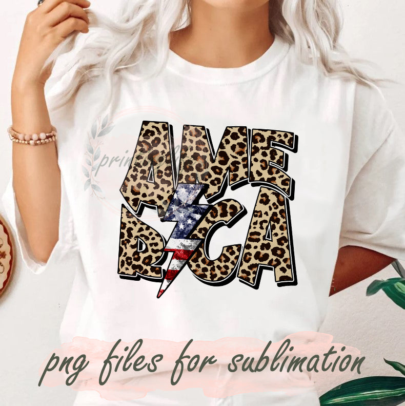 Retro America Lightning Design Png, Leopard 4th of July Png, Lightning ...