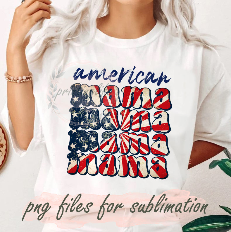 Retro American Mama Design Png, Mama Patriotic Sublimation Png, 4th Of ...