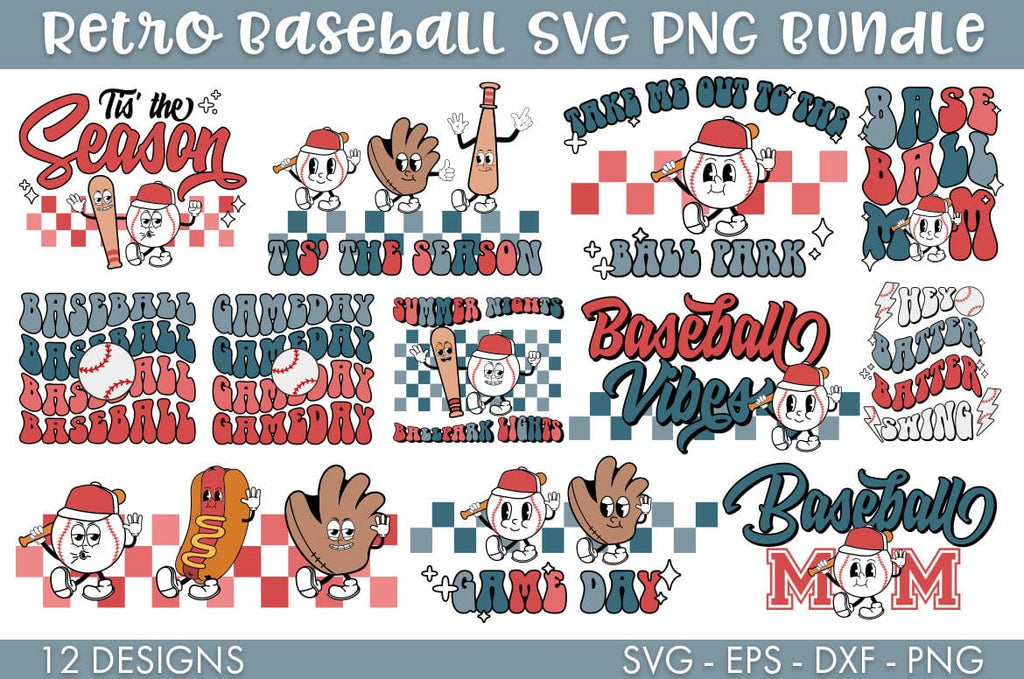 Retro Baseball SVG Bundle PNG Cut file - So Fontsy