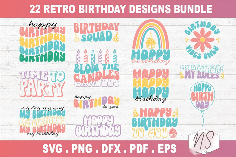 Retro birthday svg bundle, birthday svg, Happy birthday svg, birthday ...
