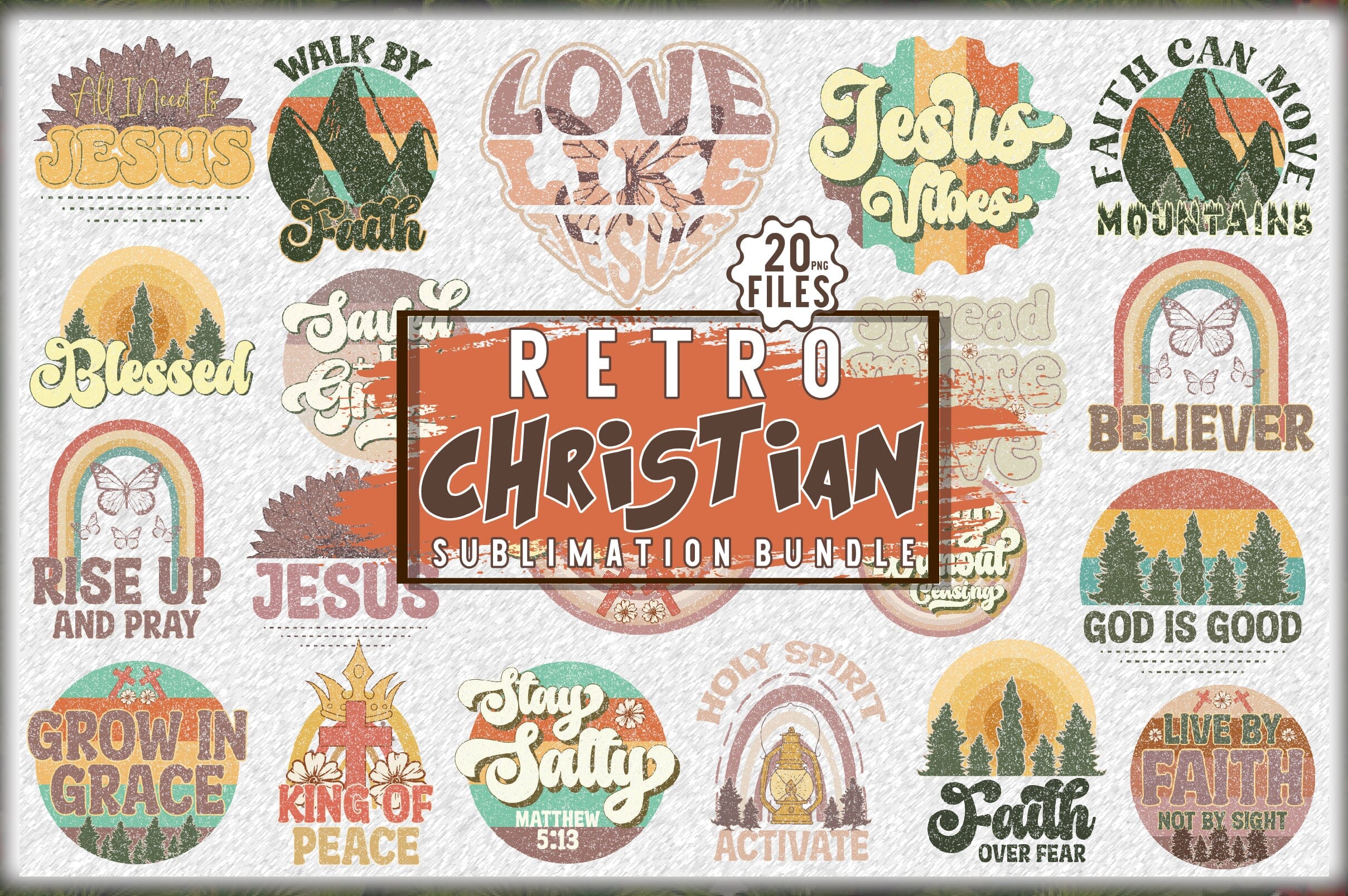 Retro Christian Faith Sublimation Bundle - So Fontsy