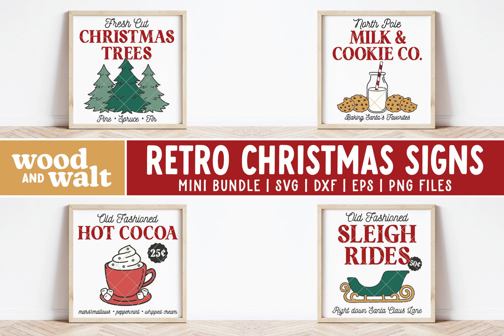 Retro Christmas Signs SVG Bundle | Holiday Signs PNG - So Fontsy