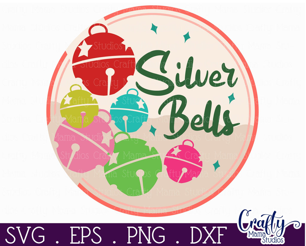 Retro Christmas Svg, Mid Century Sign, Silver Bells - So Fontsy