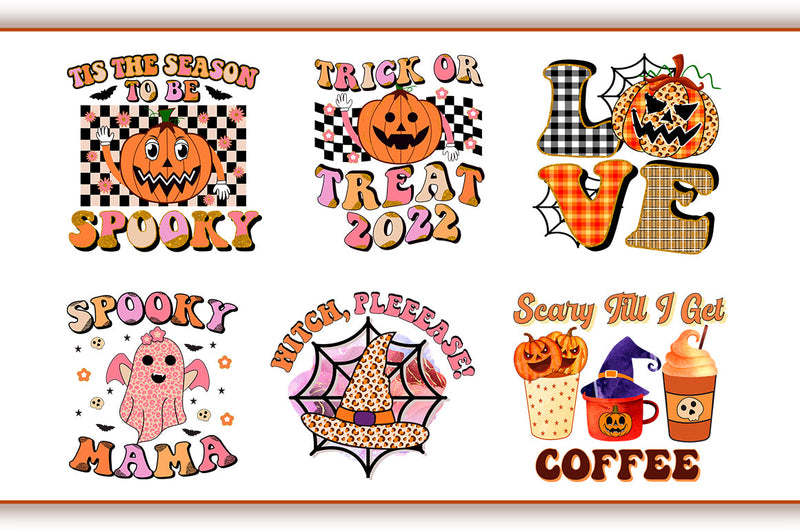 Retro Cute Halloween Sublimation Bundle, Fall PNG - So Fontsy
