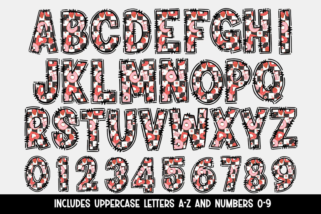 Retro Doodle Alphabet PNG, Donut Alphabet Letters PNG Bundle, Love Han ...