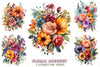 Retro Floral Bouquet Watercolor Clipart Bundle, Sublimation, Retro ...