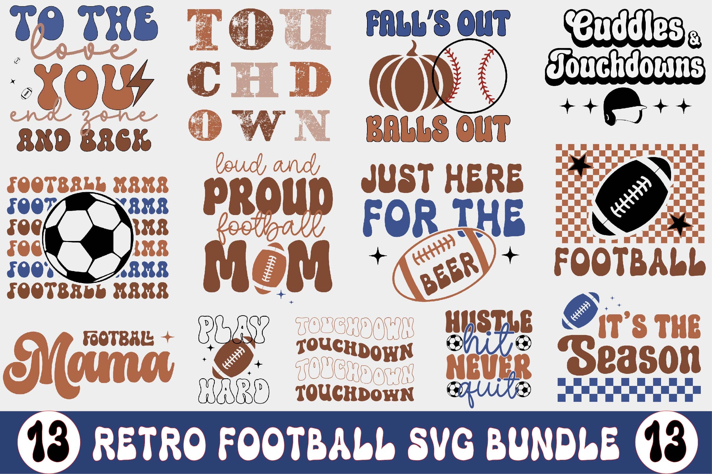 Retro Football Svg Bundle - So Fontsy