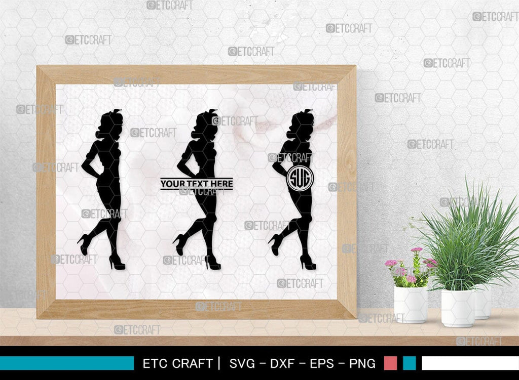 Retro Girl Monogram, Retro Girl Silhouette, Retro Girl SVG, Pin Up Girl ...