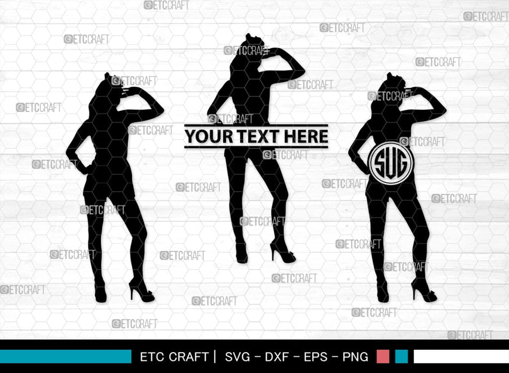 Retro Girl Monogram, Retro Girl Silhouette, Retro Girl SVG, Pin Up Girl ...