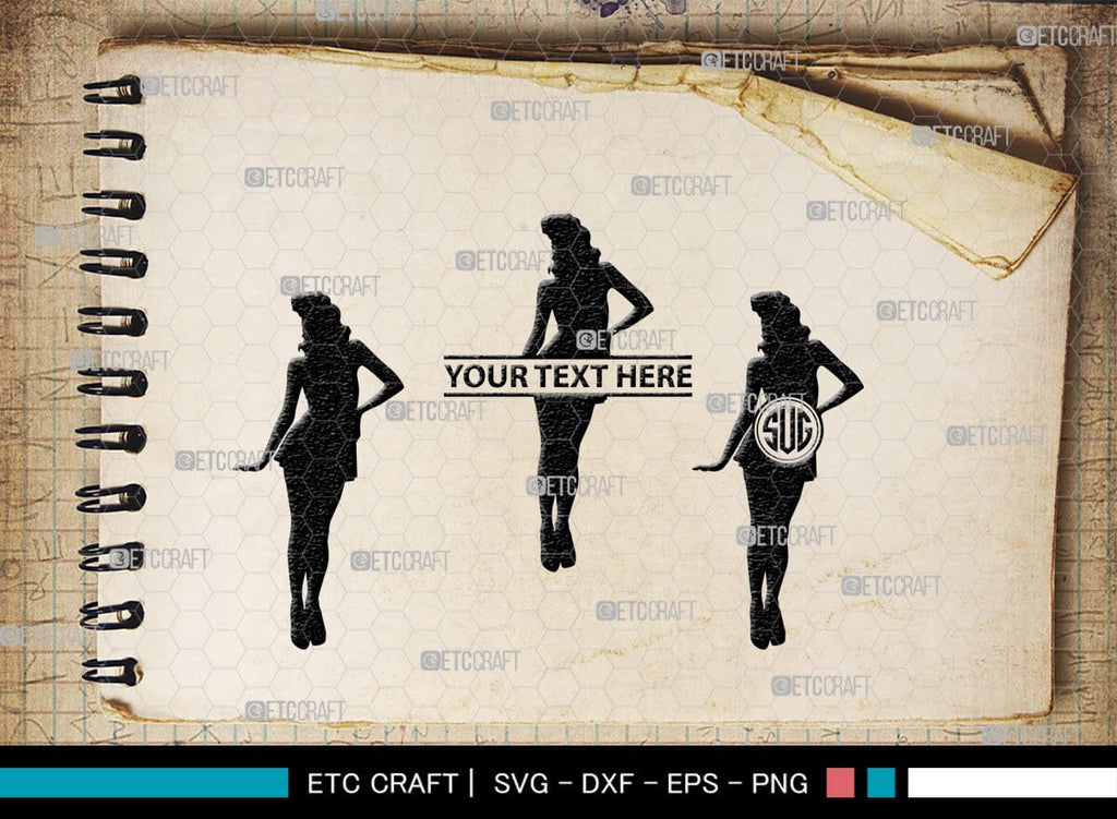 Retro Girl Monogram, Retro Girl Silhouette, Retro Girl SVG, Pin Up Girl ...
