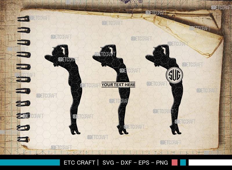 Retro Girl Monogram, Retro Girl Silhouette, Retro Girl SVG, Pin Up Girl ...