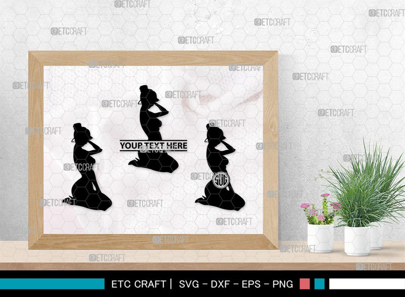 Retro Girl Monogram, Retro Girl Silhouette, Retro Girl SVG, Pin Up Girl ...