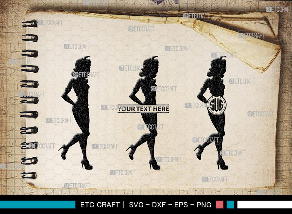 Retro Girl Monogram, Retro Girl Silhouette, Retro Girl SVG, Pin Up Girl ...