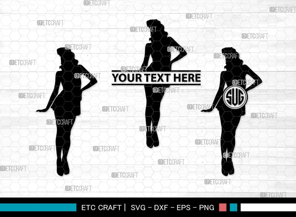 Retro Girl Monogram, Retro Girl Silhouette, Retro Girl SVG, Pin Up Girl ...