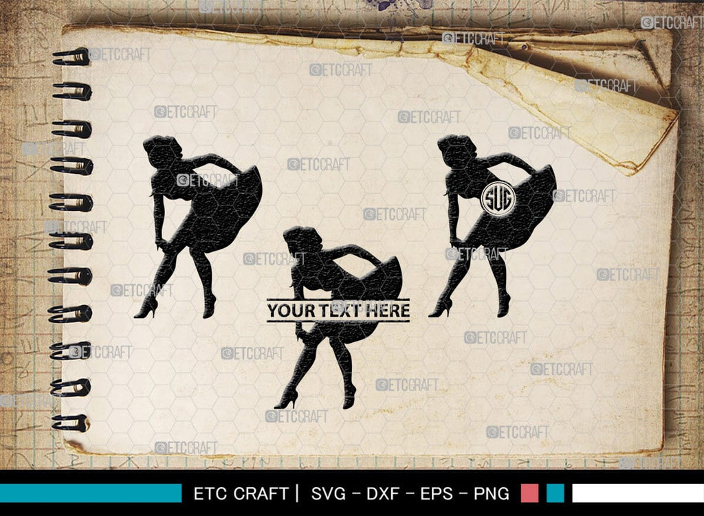 Retro Girl Monogram, Retro Girl Silhouette, Retro Girl SVG, Pin Up Girl ...
