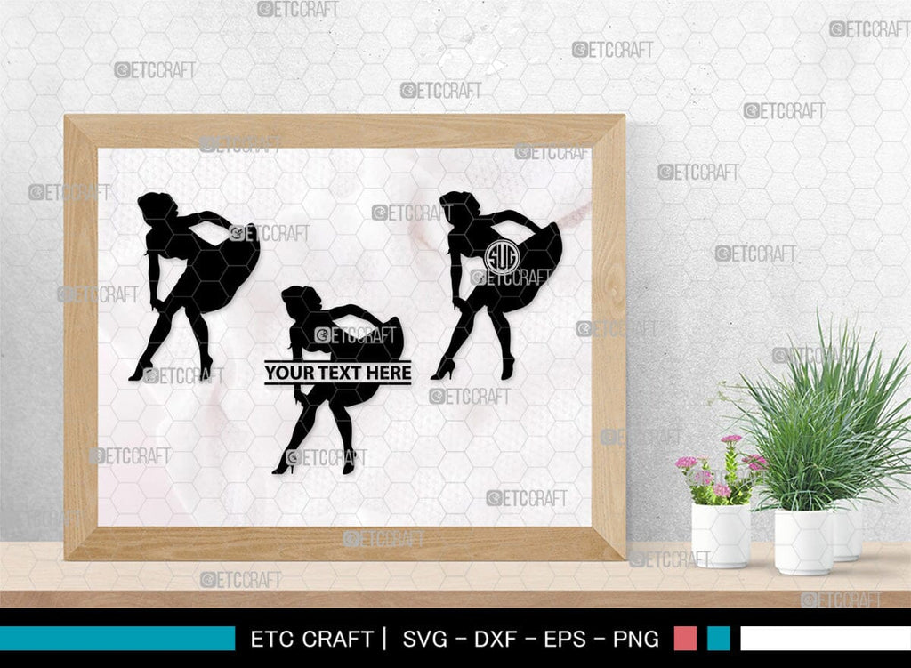 Retro Girl Monogram, Retro Girl Silhouette, Retro Girl SVG, Pin Up Girl ...