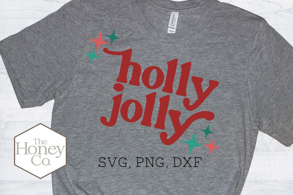 Retro Holly Jolly SVG Cut File Hand Lettered Christmas - So Fontsy