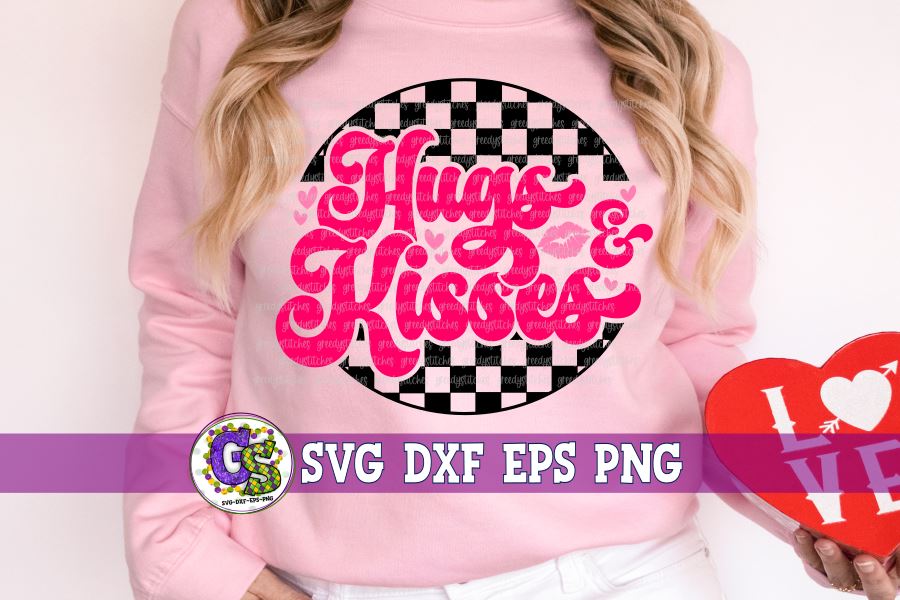 Retro Hugs & Kisses SVG DXF EPS PNG | Valentine's Day SVG - So Fontsy