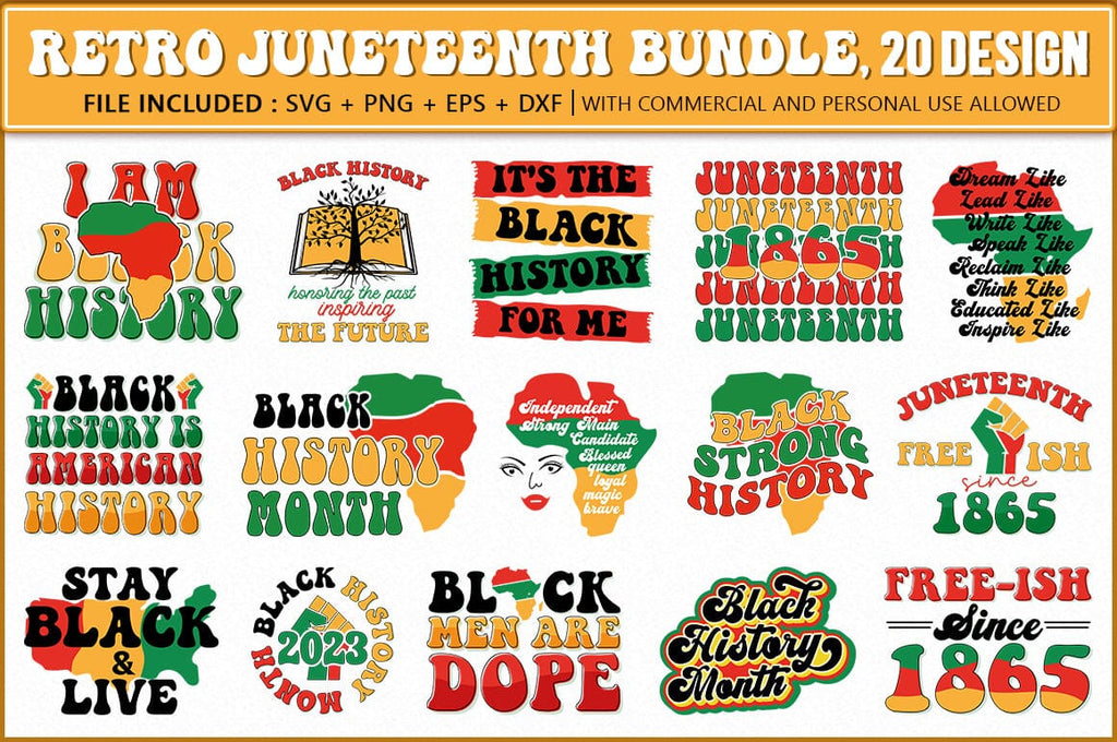 Retro Juneteenth SVG Bundle, Black history month SVG Bundle - So Fontsy