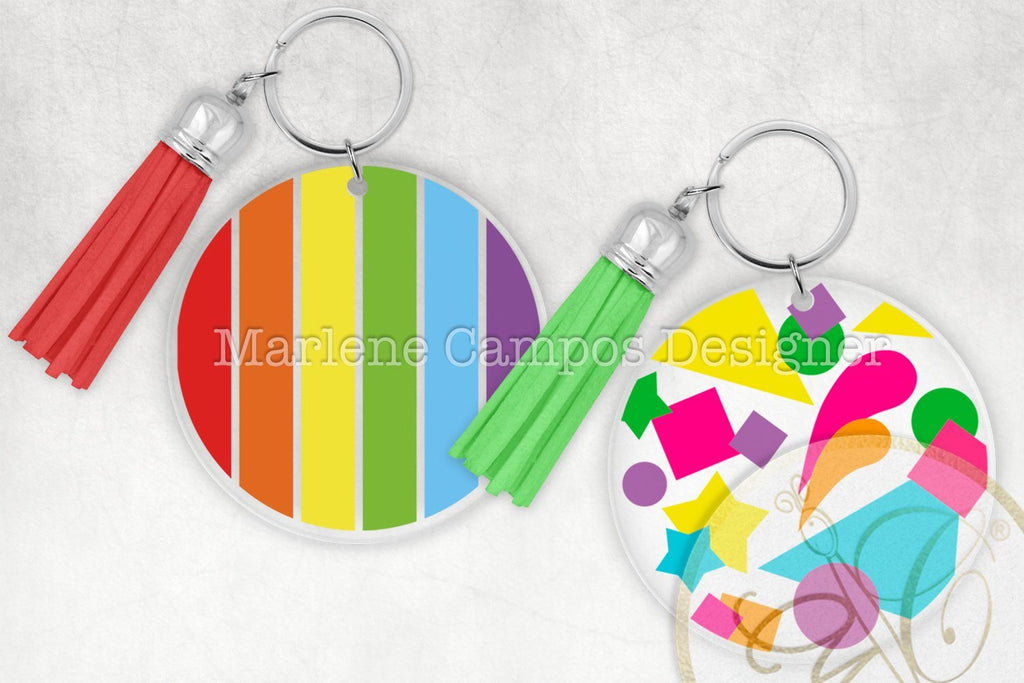 Retro Keychain Pattern SVG Bundle /SVG, DXF, PNG/ 80's/ 90's - So Fontsy