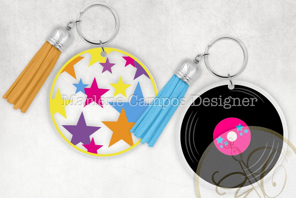 Retro Keychain Pattern SVG Bundle /SVG, DXF, PNG/ 80's/ 90's - So Fontsy
