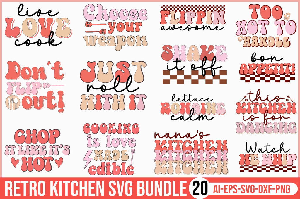 Retro Kitchen Svg Bundle - So Fontsy
