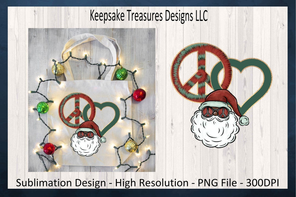 Retro Peace Love Santa, Set Of Three Christmas Tie Dye Sublimation PNG ...
