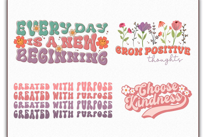 Retro Positive Quotes Sublimation Bundle - So Fontsy