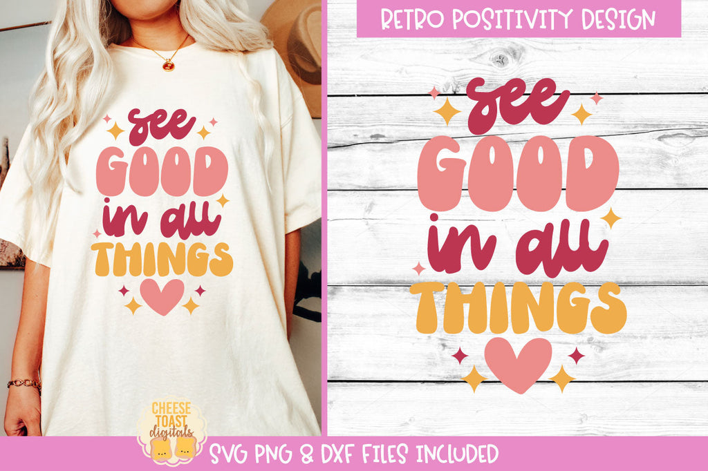 Retro Positivity SVG Bundle | 10 Positive Shirt Quotes - So Fontsy