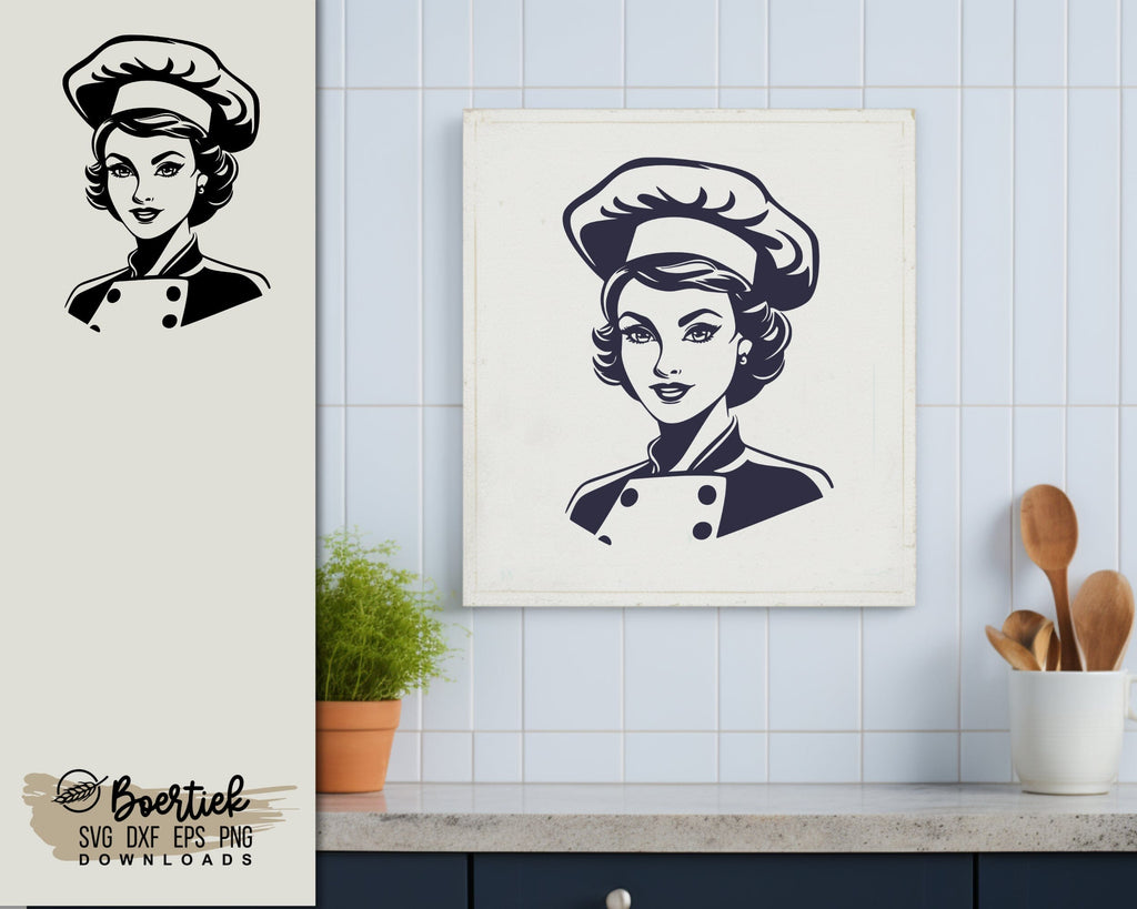 Retro style Female chef SVG file - So Fontsy