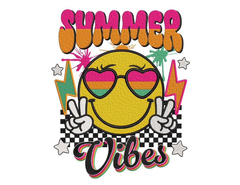 Retro Summer Machine Embroidery Design, Groovy Summer Vibes Embroidery ...