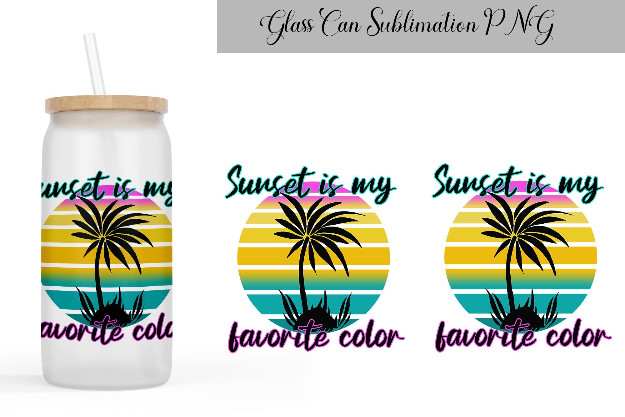 Retro Sunset Can Glass Sublimation - So Fontsy