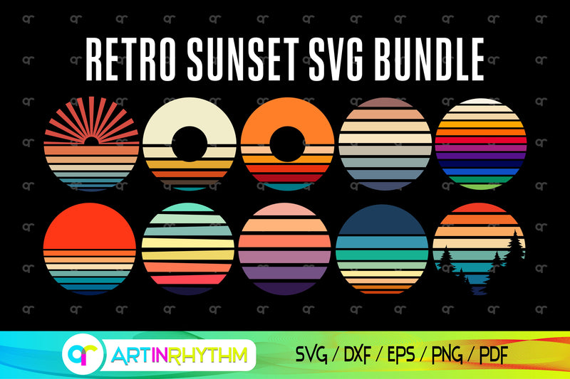 Retro Sunset SVG bundle - So Fontsy